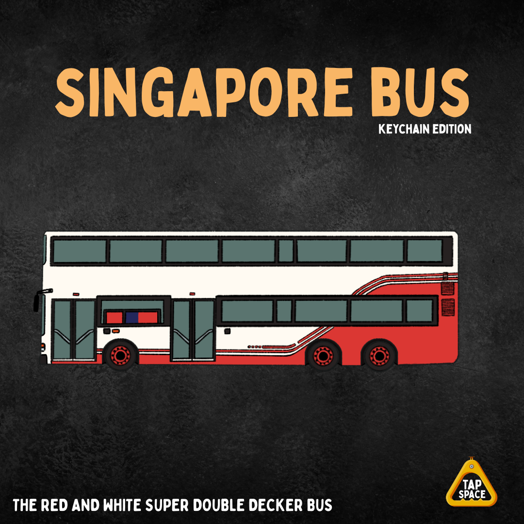 The Red and White Super Double Decker Bus Keychain | Tap Space Singapore