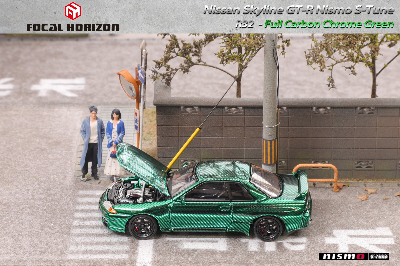 Focal Horizon 1/64 Skyline GTR R32 NISMO S-Tune Full Carbon Chrome Gre